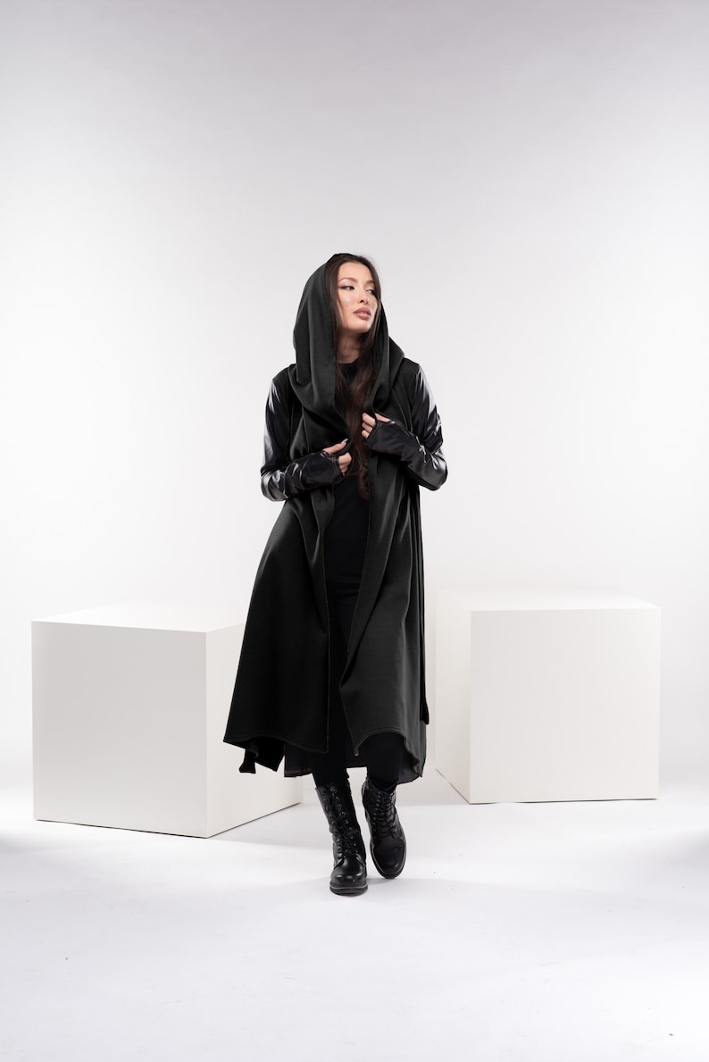 Gothic Witch Cloak, Cyberpunk Streetwear Cape, Satanic Clothing, Black ...