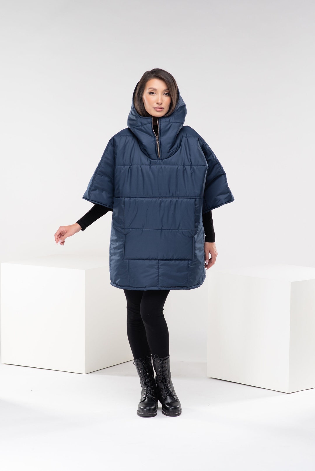 Hooded Puffer Techwear Jacket, Maxi Bomber Jacker, Quilted Womens ...