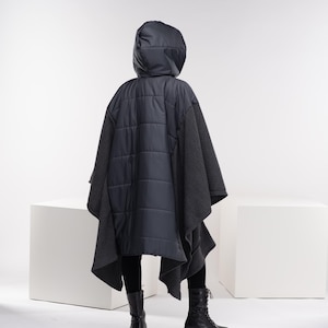 Plus Size Rain Cape, Rain Poncho Women, Hooded Cyberpunk Jacket, Plus ...