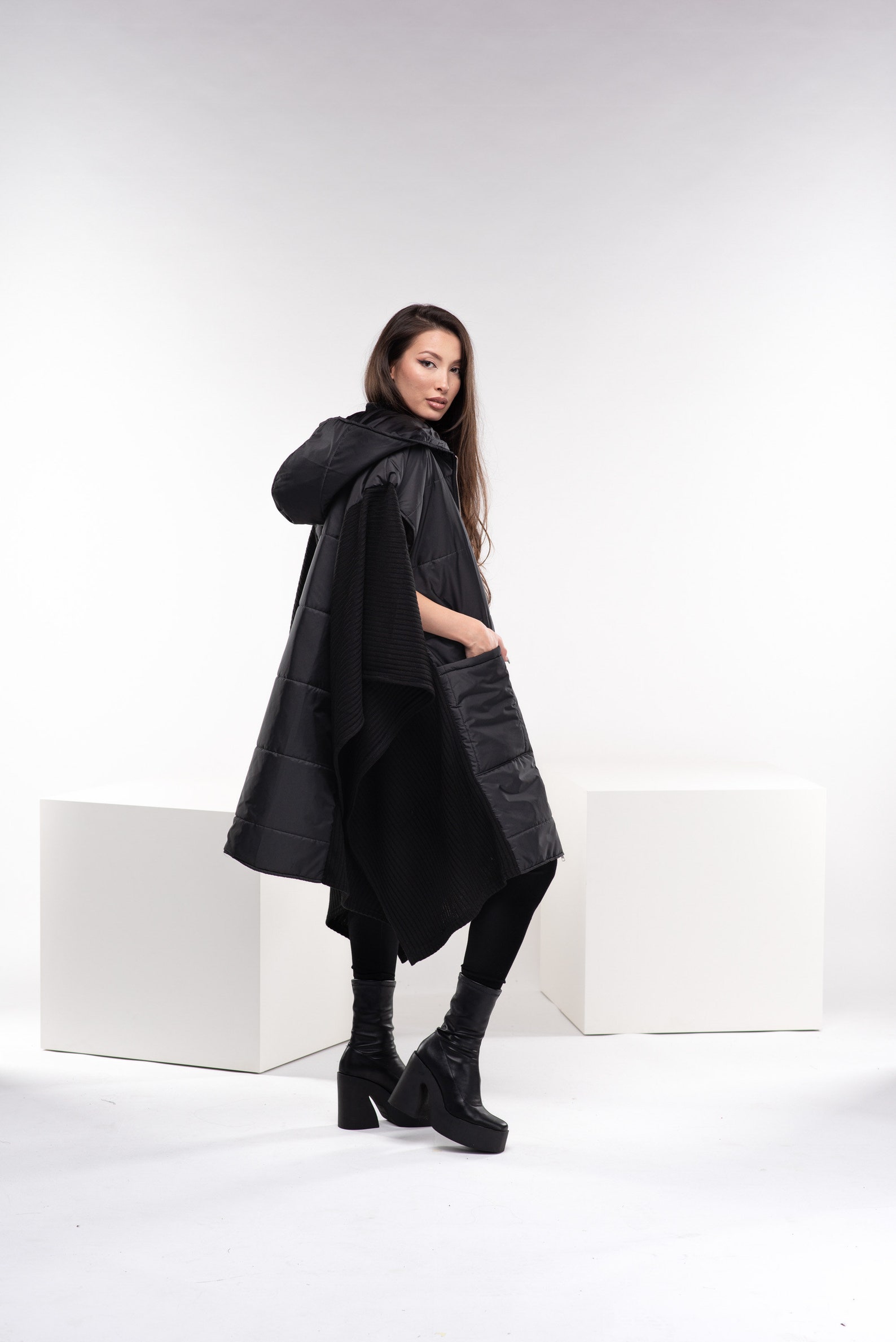 Quilted Coat Women, Oversized Poncho Women, Blanket Coat XL, Puffer ...