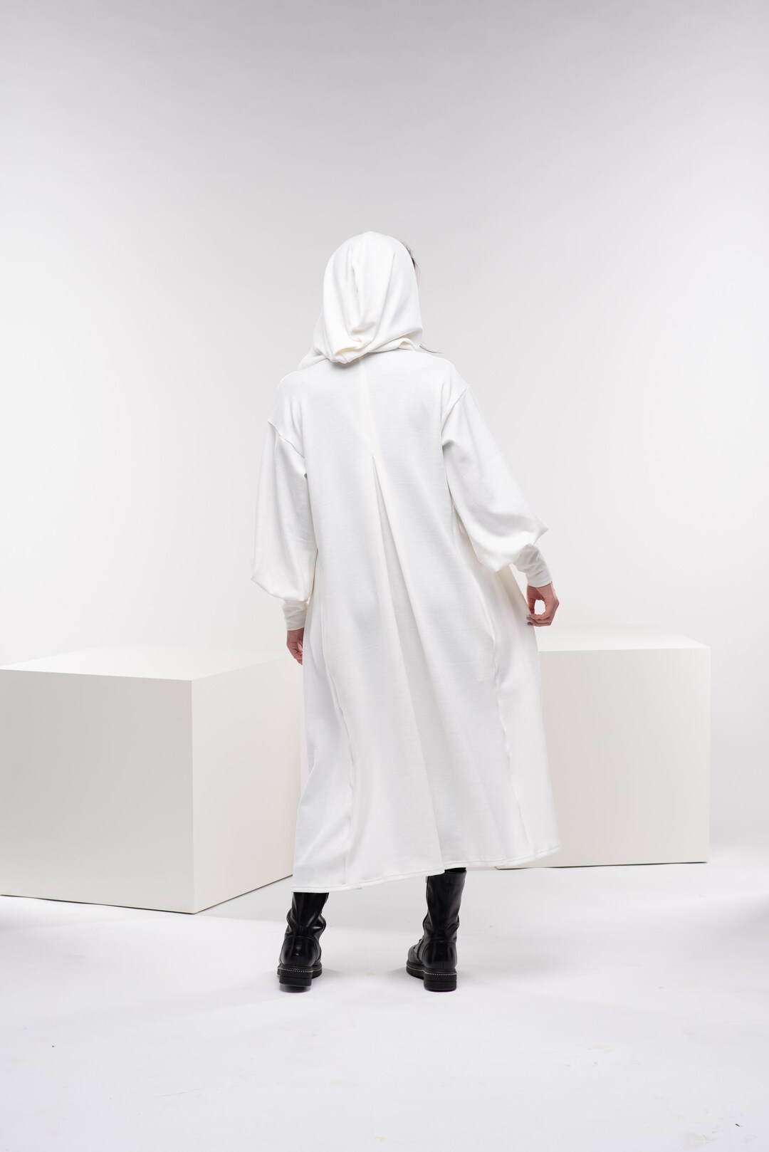 Hooded White Cloak, Plus Size Fantasy Cape, Wool Cloak With Hood, Long ...