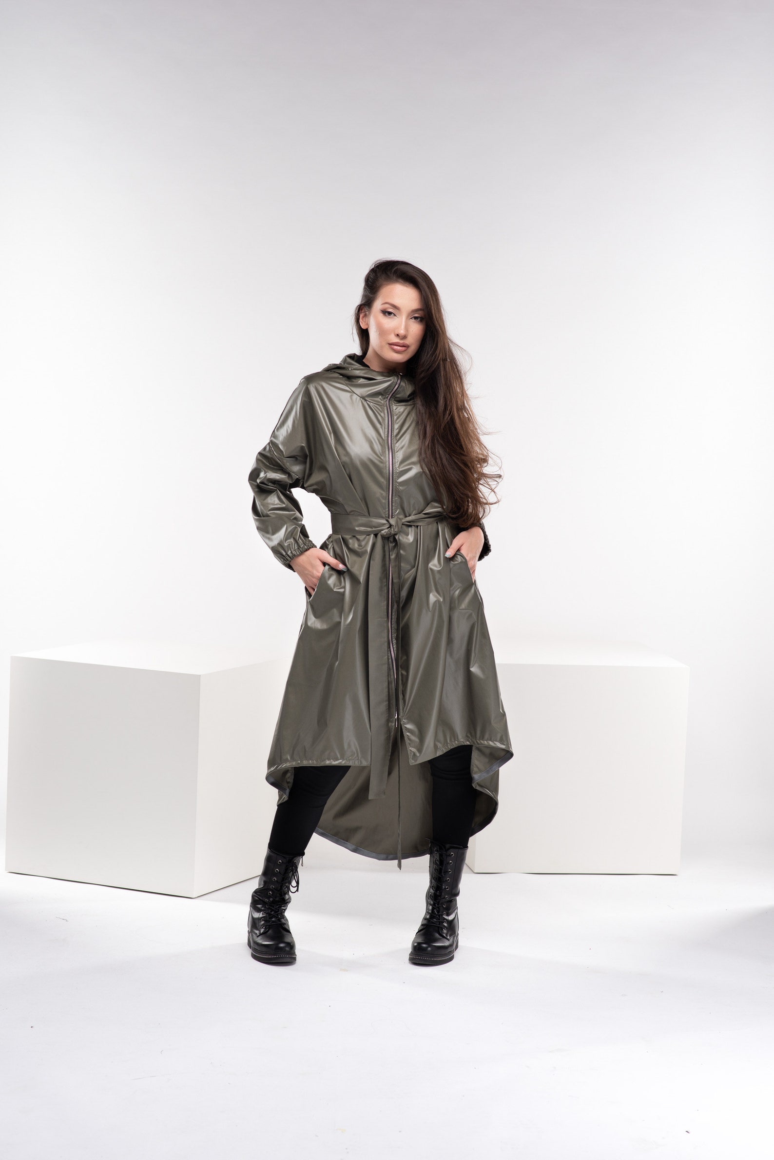Asymmetrical Oversized Raincoat Long Cyberpunk Jacket Hooded - Etsy