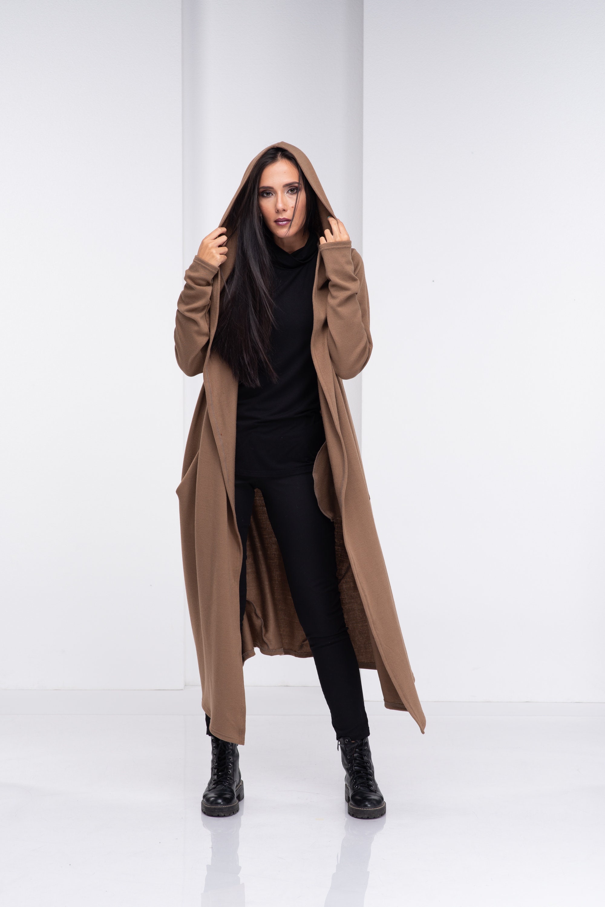 Long Cape Coat, Winter Cape Cardigan, Hoodies for Women, Long Sweater ...