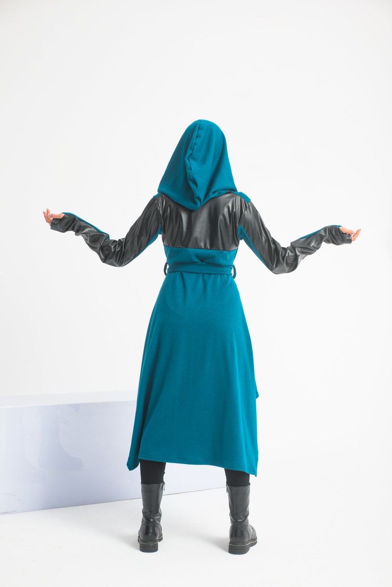 Wool Cloak With Hood, Asymmetrical Techwear Cape, Witch Wizard Cloak ...