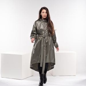 Asymmetrical Oversized Raincoat, Long Cyberpunk Jacket, Hooded ...