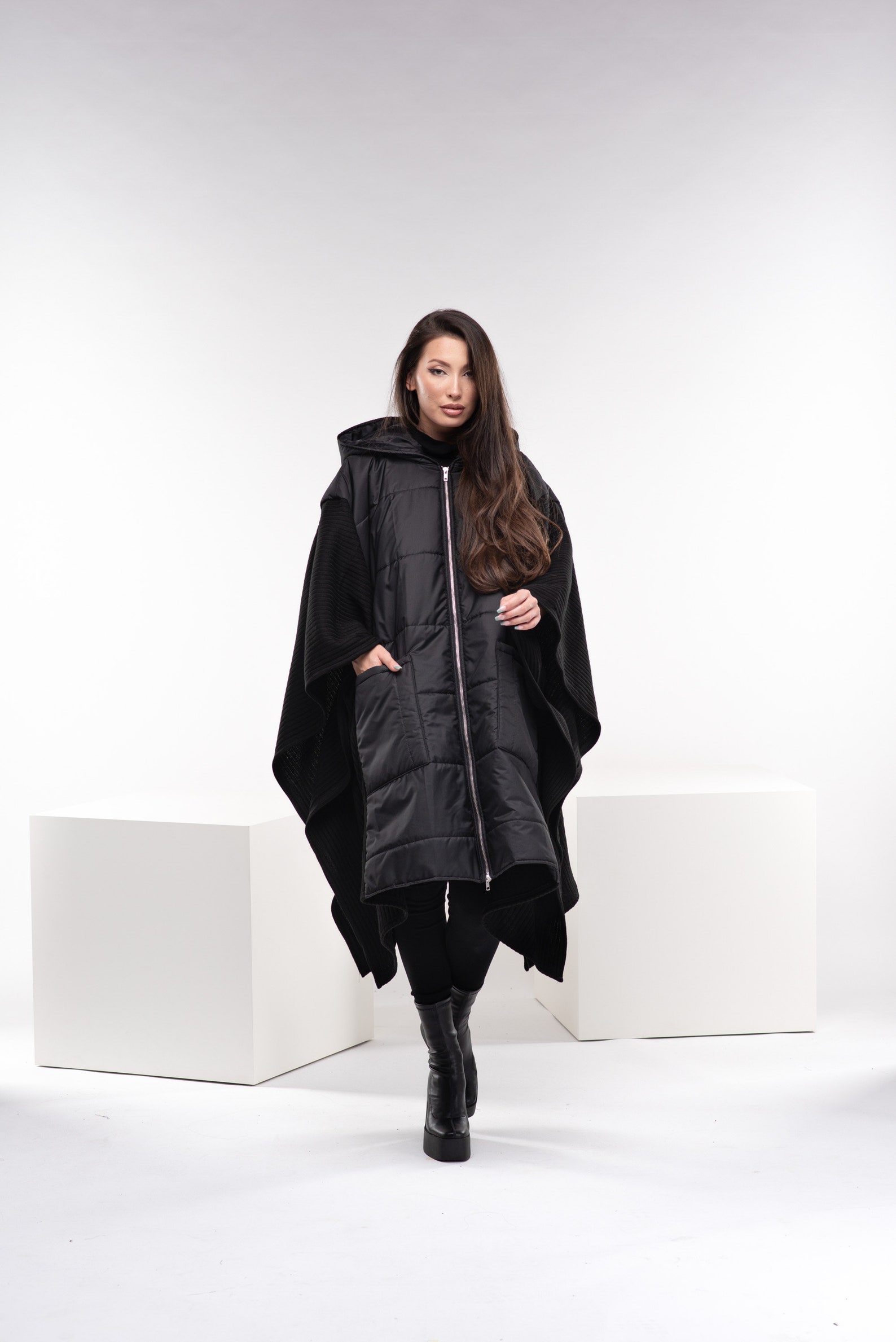 Quilted Coat Women, Oversized Poncho Women, Blanket Coat XL, Puffer ...