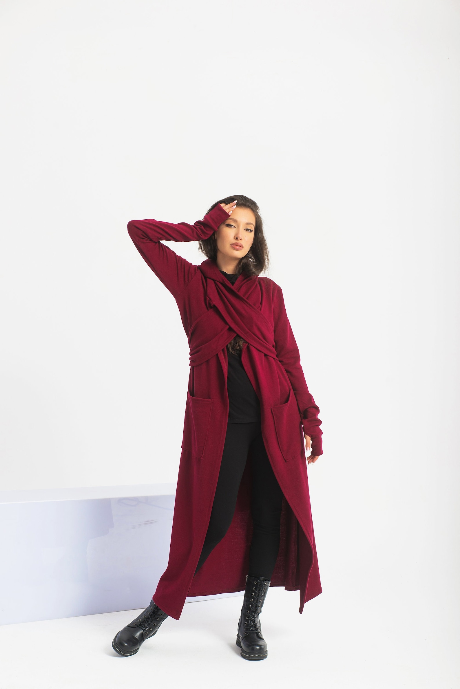 Cyberpunk Cosplay Cape, Green Wool Coat, Gothic Cloak With Hood, Long ...