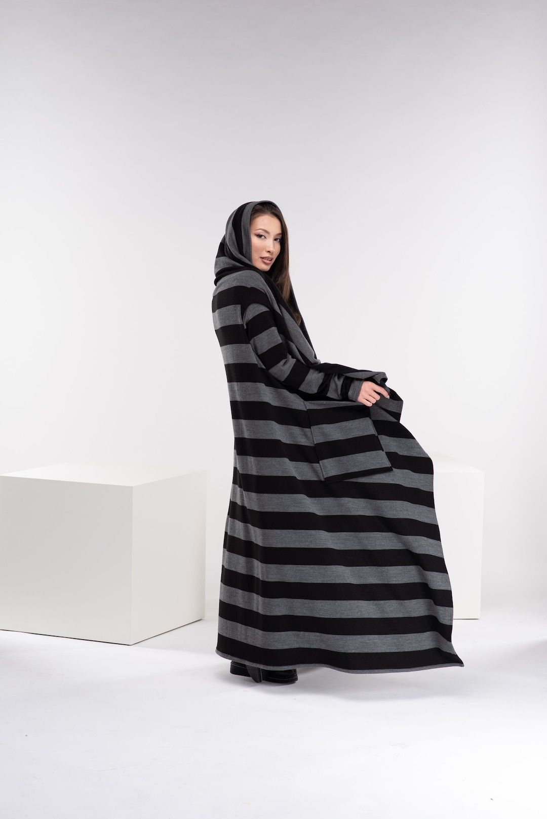 Long Wool Cyberpunk Cosplay Cape Coat, Gothic Winter Cloak, Open Front ...