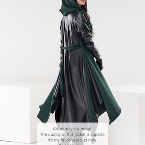 Black Leather Cape, Wool Cloak With Hood, Winter Sweater Coat, Plus ...