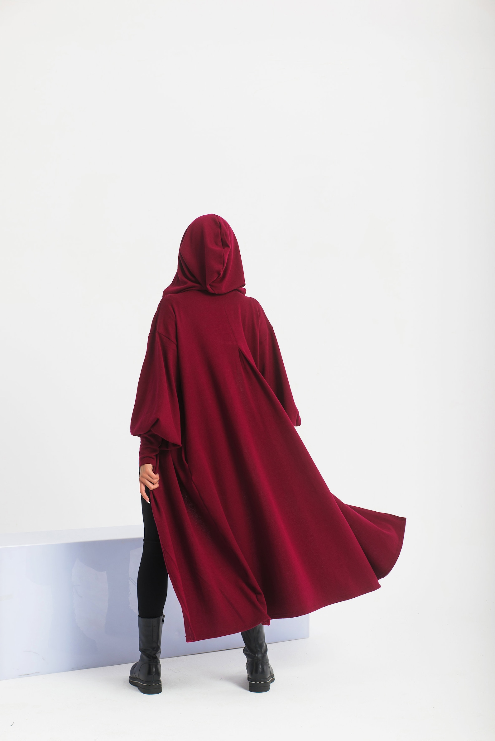 Burgundy Red Medieval Cloak Viking Hood Winter Cape Wool - Etsy