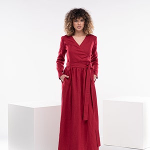 Long Linen Wrap Dress, Summer Dresses for Women, Linen Maxi Dress - Etsy