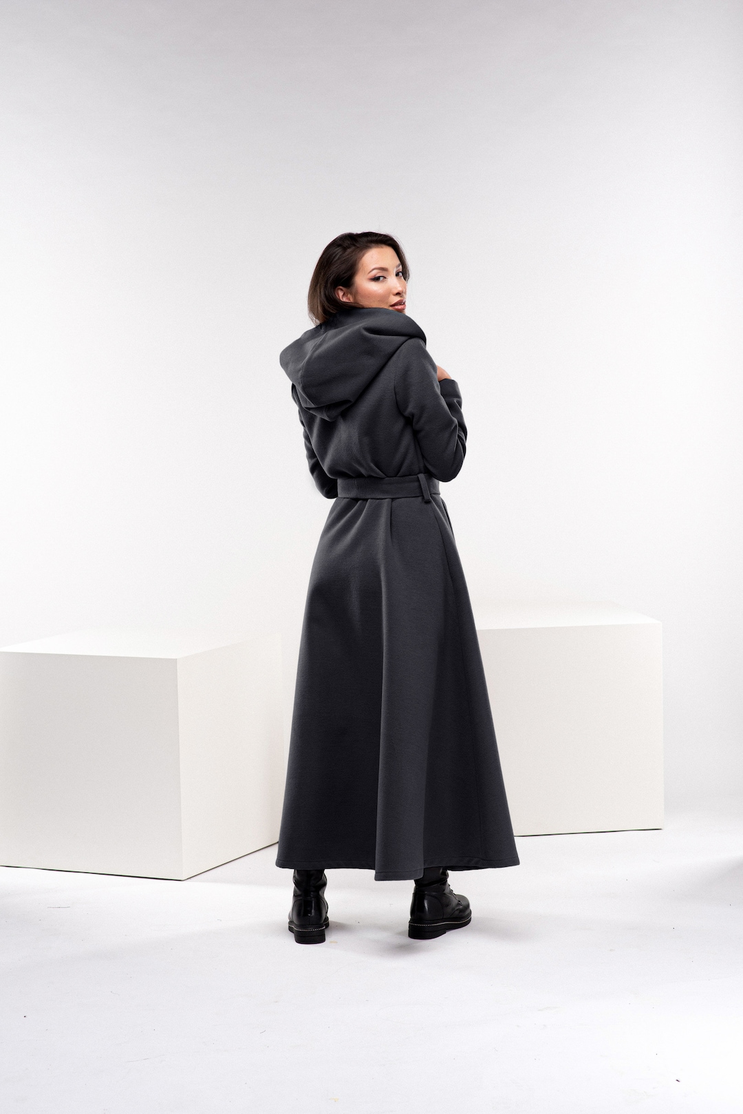 Long Princess Coat, Wool Swing Coat, Winter Trench Coat, Hooded ...