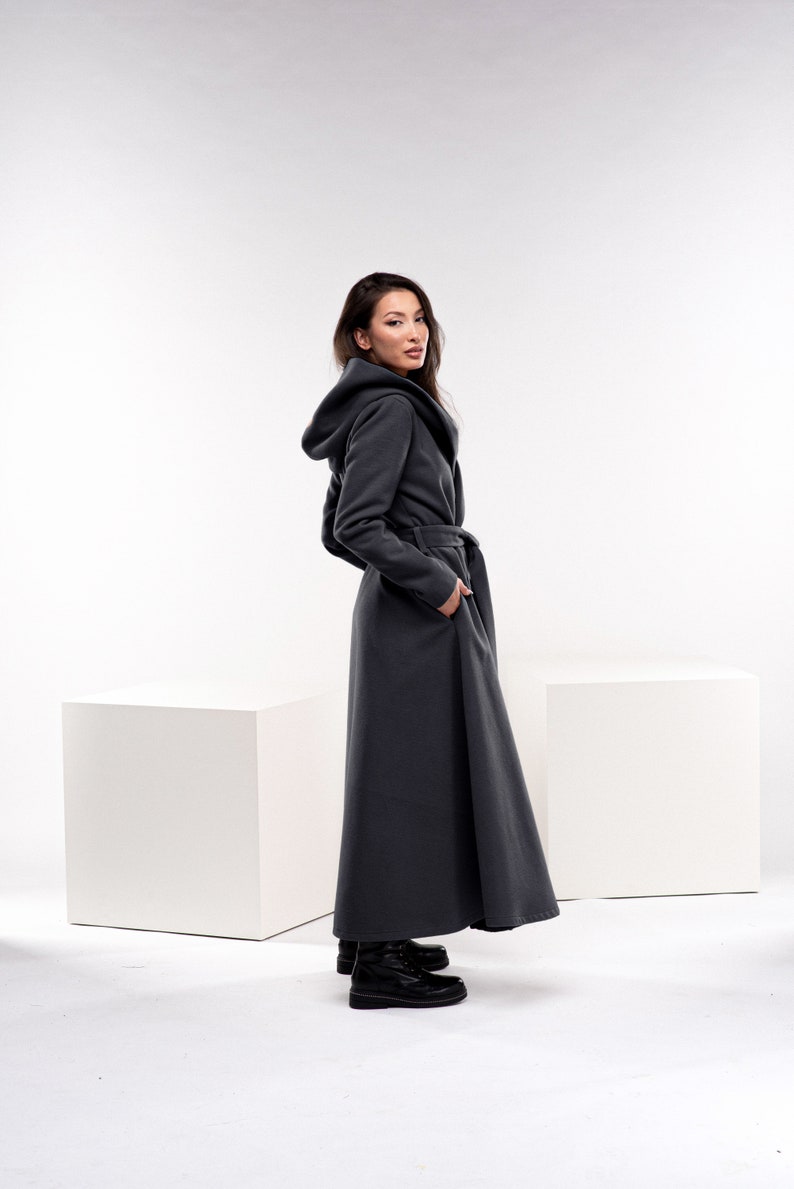 Long Princess Coat, Wool Swing Coat, Winter Trench Coat, Hooded ...