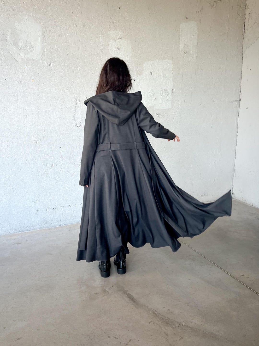 Winter Hooded Cloak, Wool Witch Cloak, Cyberpunk Cosplay Cape, Long ...
