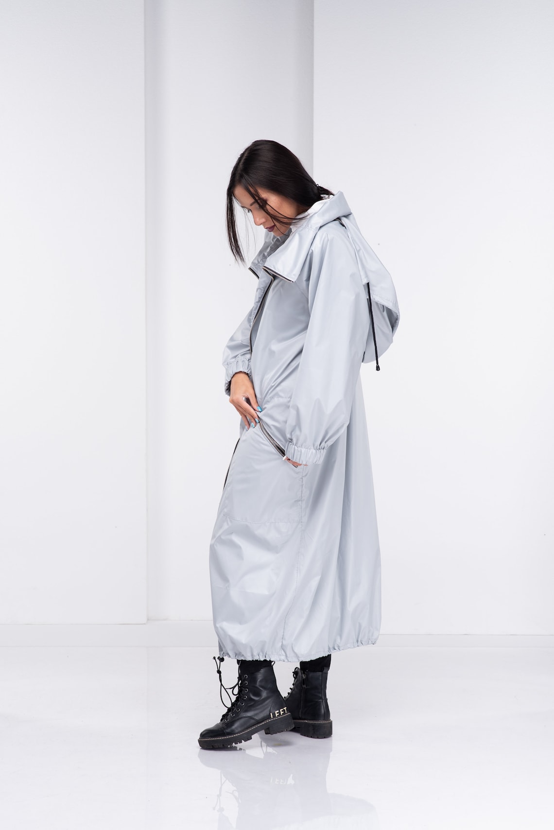 Hooded Cyberpunk Jacket Long Cape Coat Women Gothic Rain | Etsy