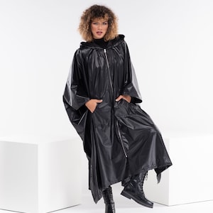 Oversized Hooded Raincoat, Boho Gothic Hoodie, Long Black Cape Coat ...