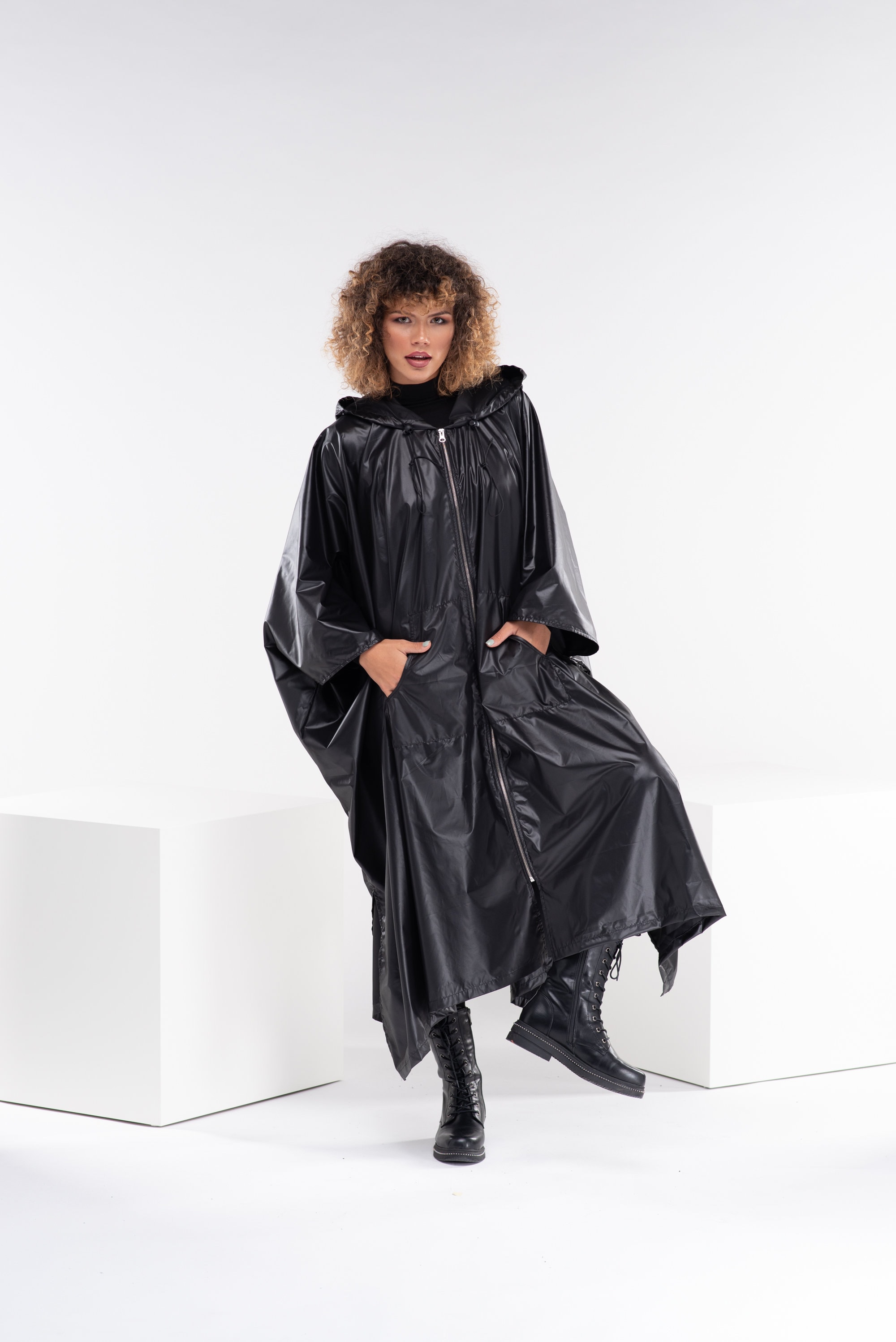 Oversized Raincoat Women Plus Size Cape Coat Hooded - Etsy
