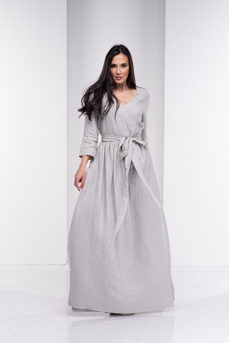 Long Linen Wrap Dress Summer Dresses for Women Linen Maxi | Etsy