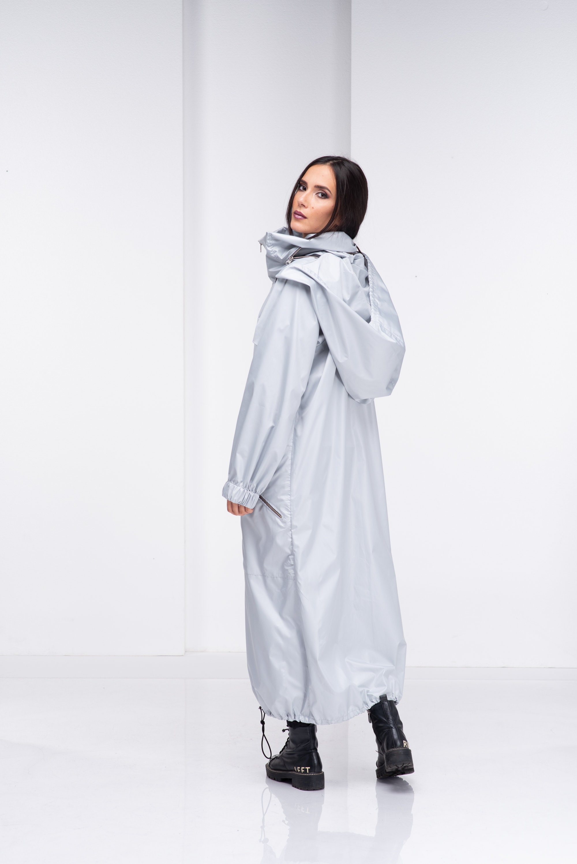 Hooded Cyberpunk Jacket, Long Cape Coat Women, Gothic Rain Jacket ...