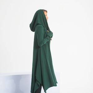 Green Hooded Cloak, Wizard Viking Cloak, Cyberpunk Cardigan Cape, Wool ...