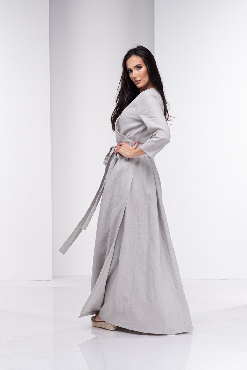 Long Linen Wrap Dress Summer Dresses for Women Linen Maxi | Etsy