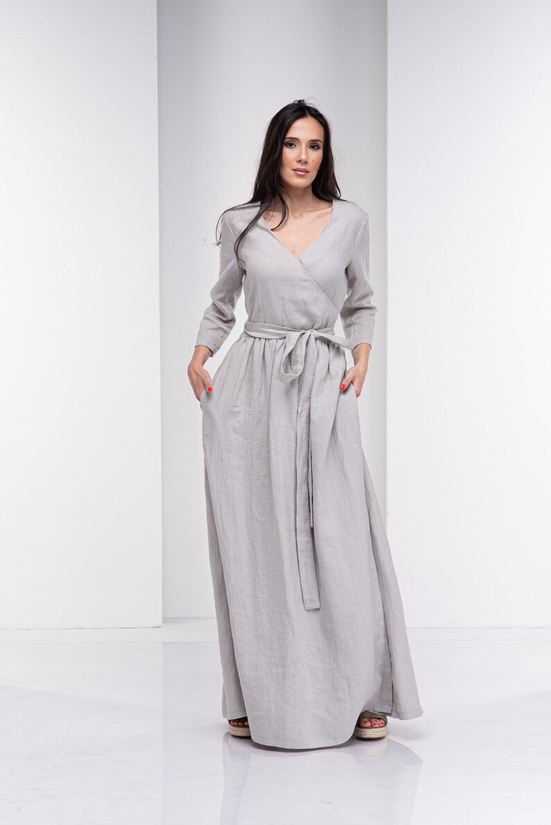 Long Linen Wrap Dress Summer Dresses for Women Linen Maxi | Etsy