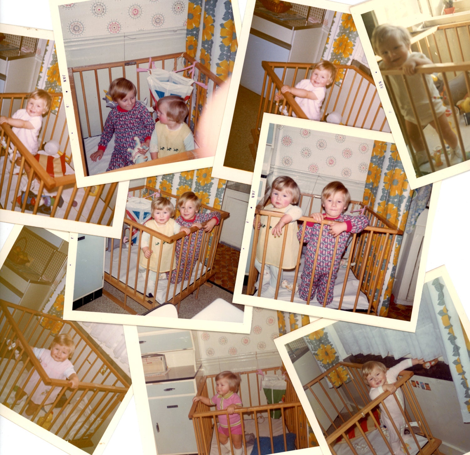 In the Playpen Set of 9 Original 70s Vintage Colour Photos of Kids in ...