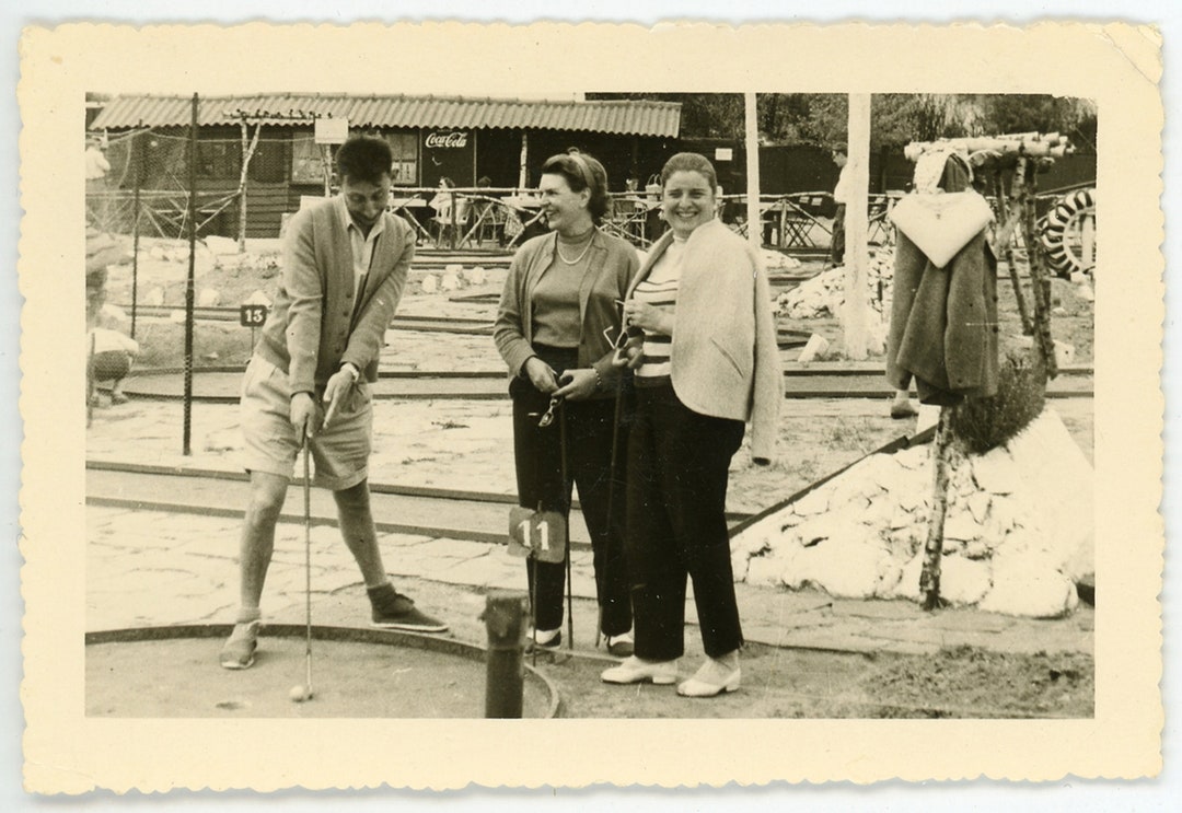 Vintage Photo 'mini Golf, Maxi Goof' Vernacular Snapshot Guy Putting ...