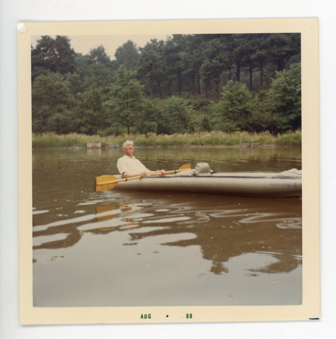 Vintage Photo 'metzeler' Colour Snapshot, Canoeing Man, Outdoors Rowing ...