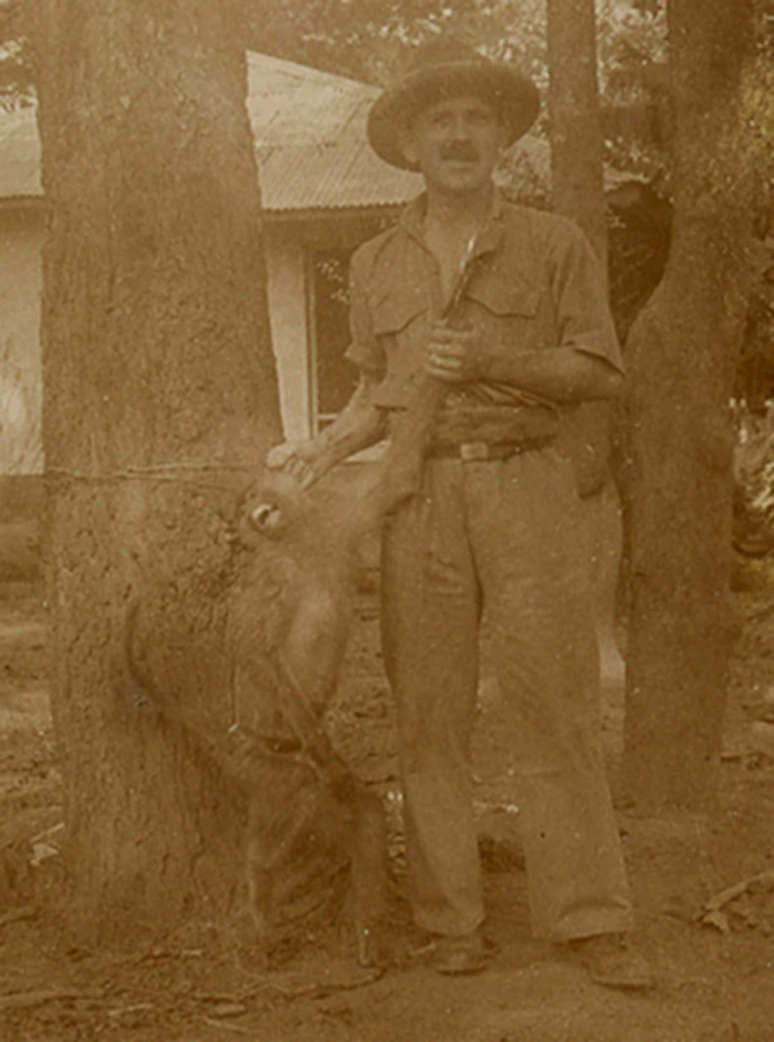 Man With a Monkey Vintage Photo Congo, Africa Wild Animal Around 1930 ...