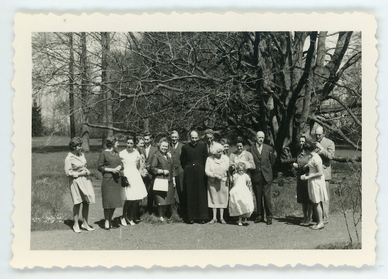 Vintage Photo 'priest With Family' Group Photo, Family Picture Snapshot ...