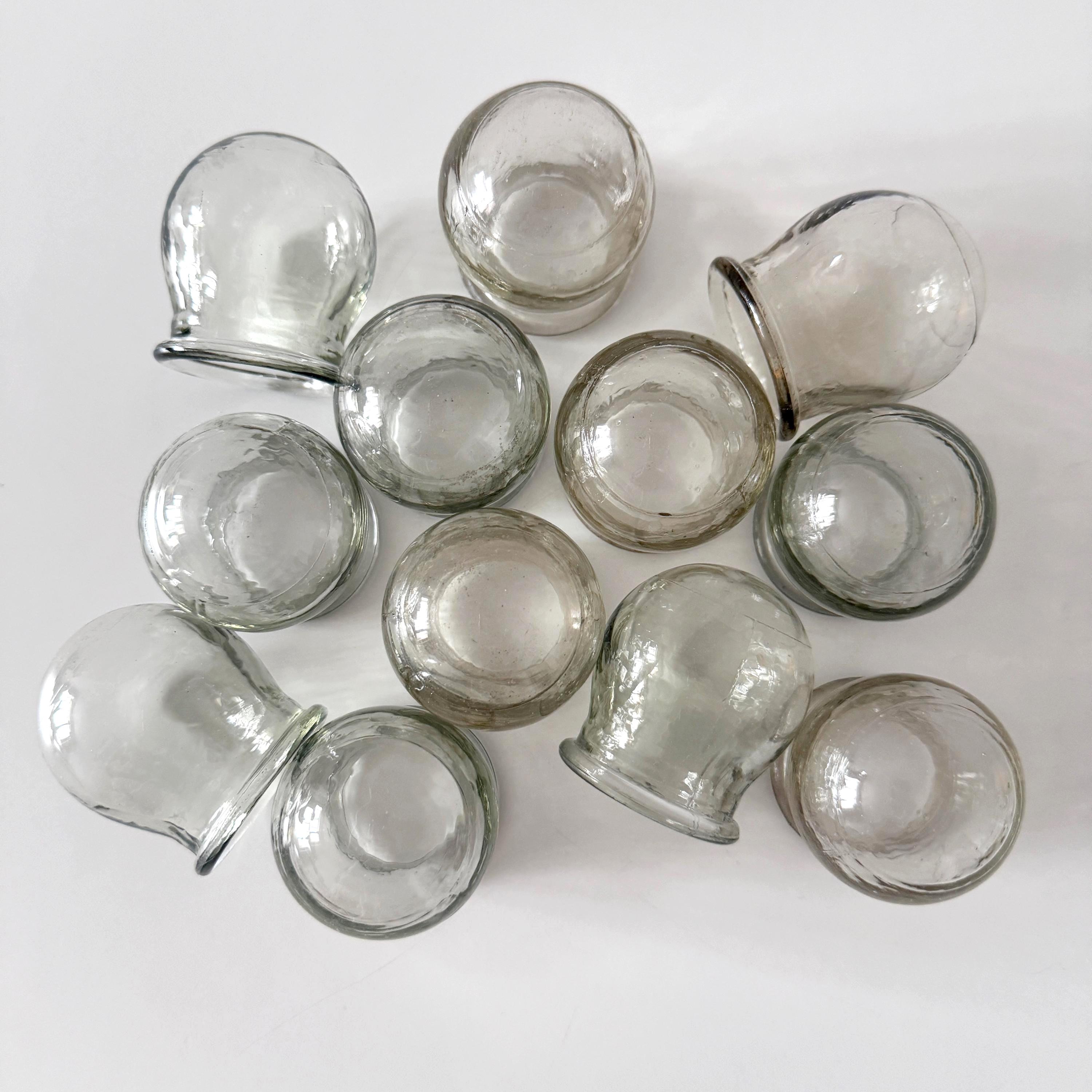 12 Vintage Medical Massage Glass, Alternative Medicine Suction Cups ...