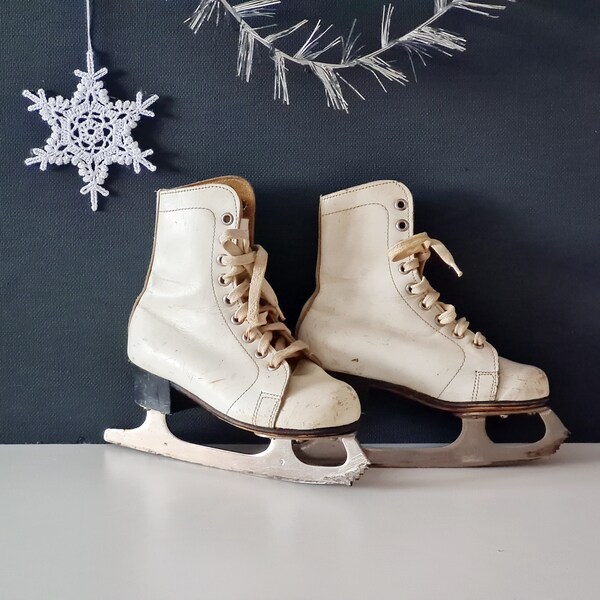 White Vintage Ice Skates - Etsy