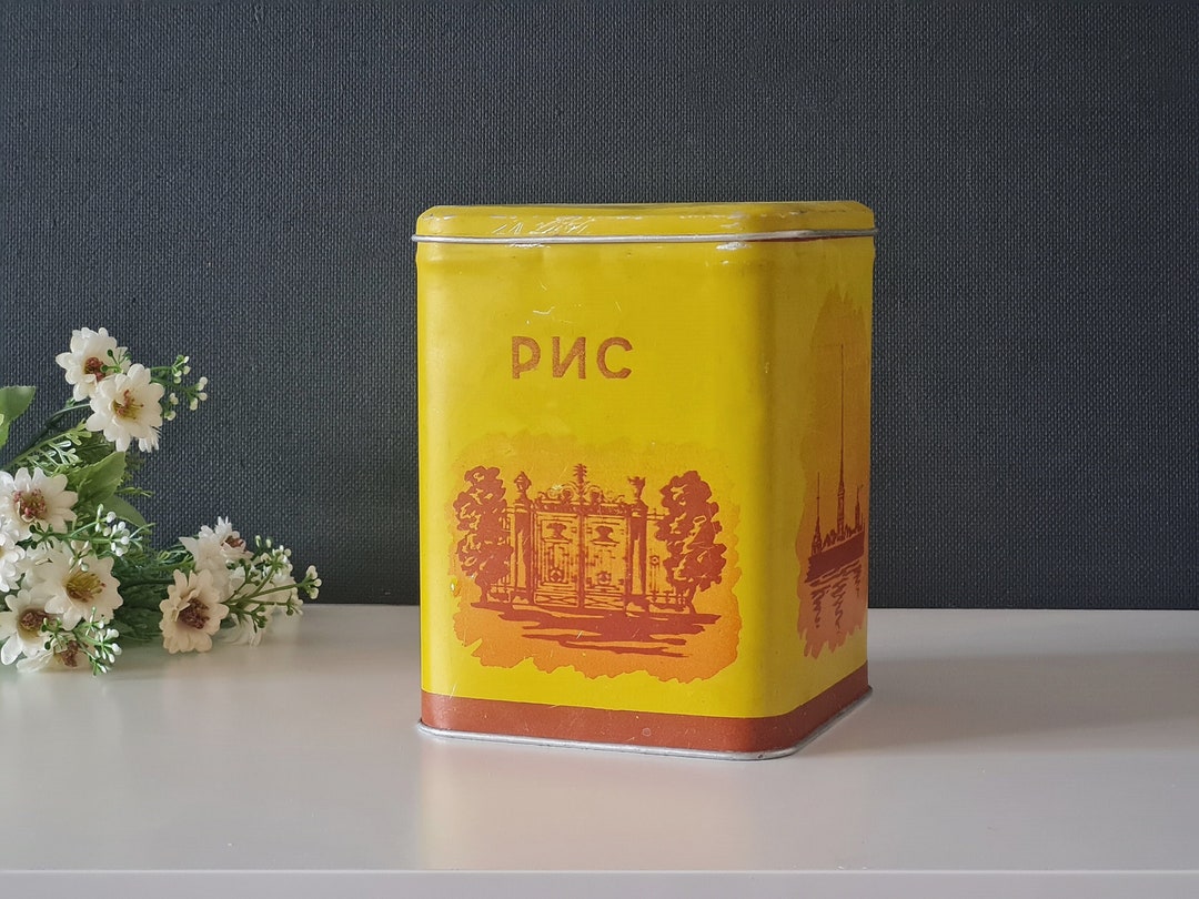 Soviet Vintage Kitchen Tin Food Container Large Food Tin Kitchen Lidded ...