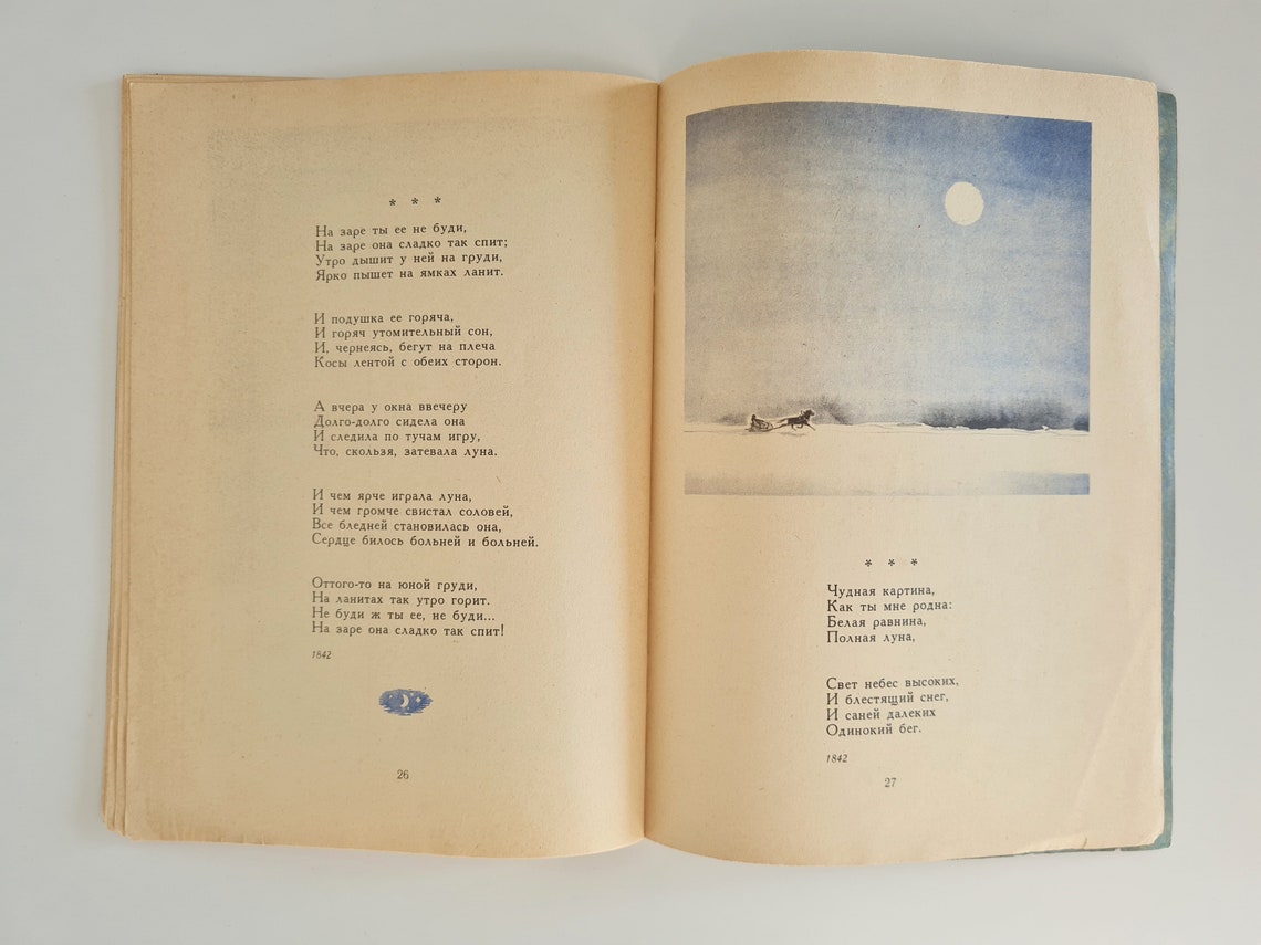 Soviet book Russian poetry Fet Collection of poems | Etsy