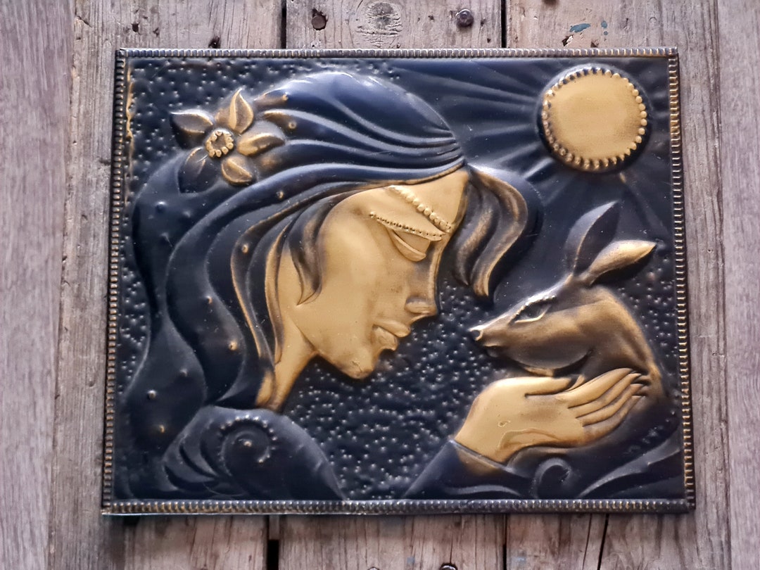 Soviet Vintage, Hammered Wall Art, Tin Wall Hanging Picture, Retro Home ...