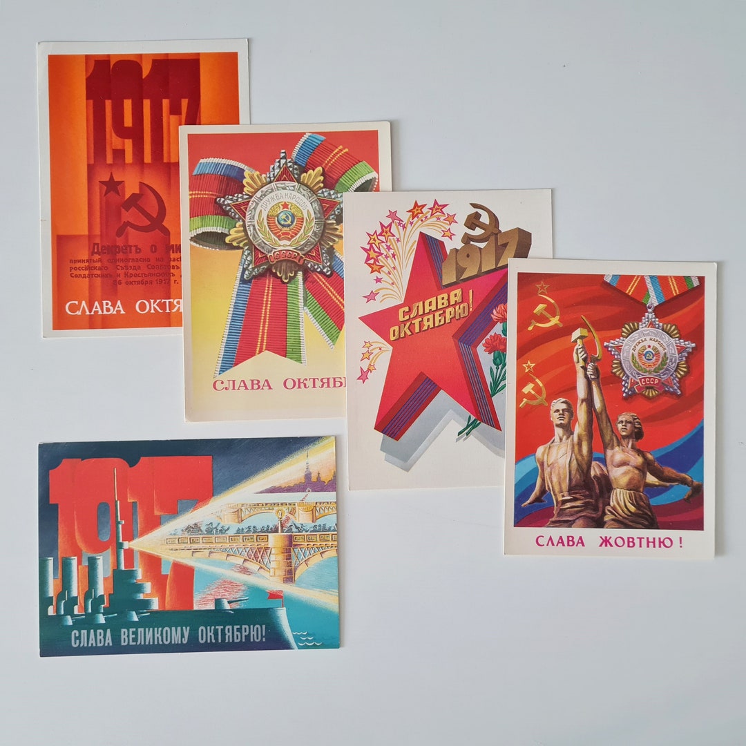 Soviet Vintage Patriotic Postcards Set October Revolution - Etsy