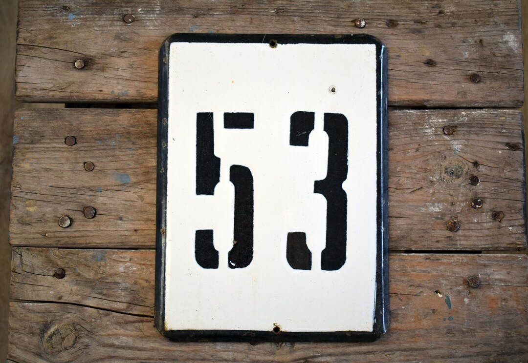 Vintage Metal House Number, 53 House Sign, White House Number Plaque ...