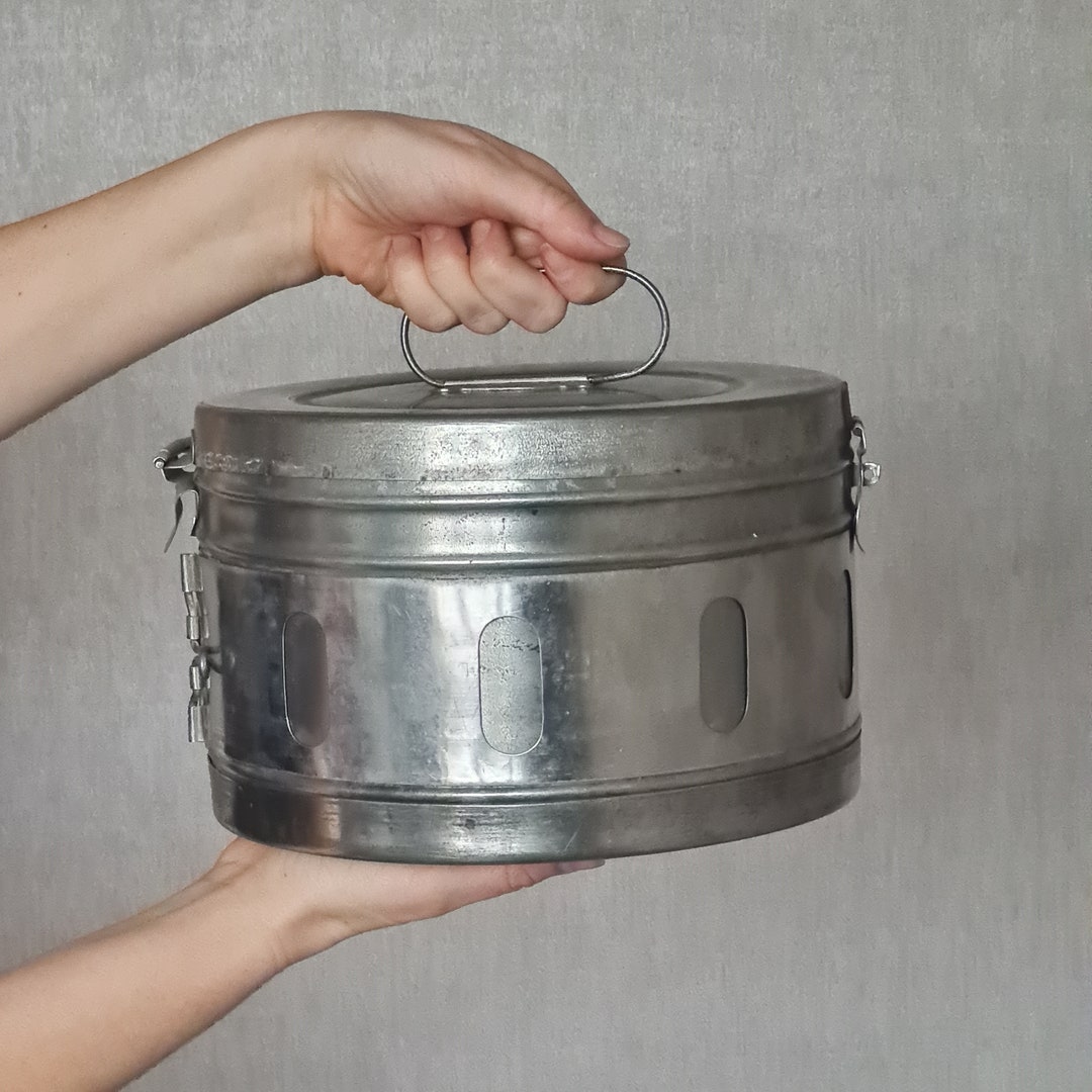 Large Round Medical Stainless Steel Sterilizer Box Soviet - Etsy