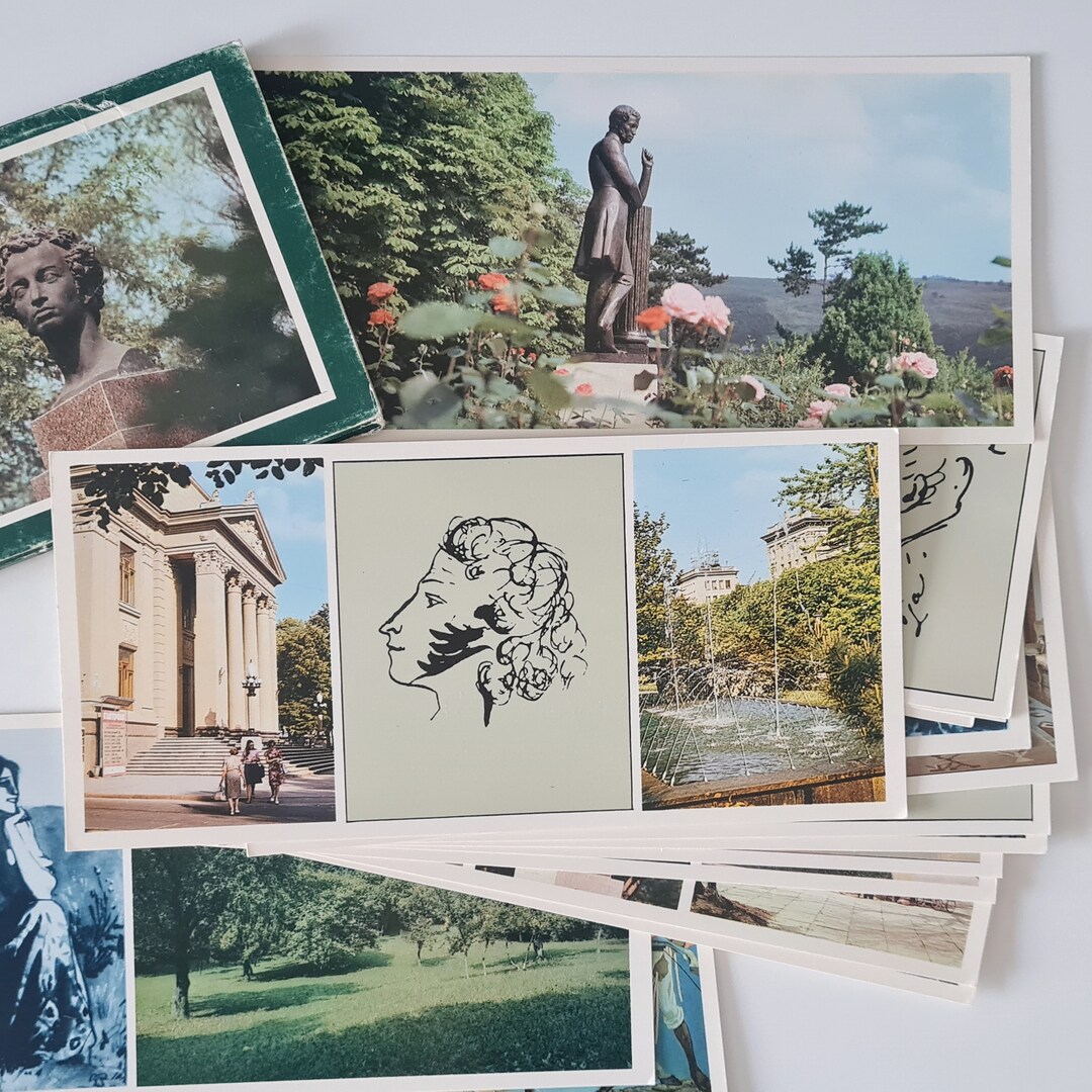 Set of Postcards About Alexander Pushkin in Moldavian and Russian ...