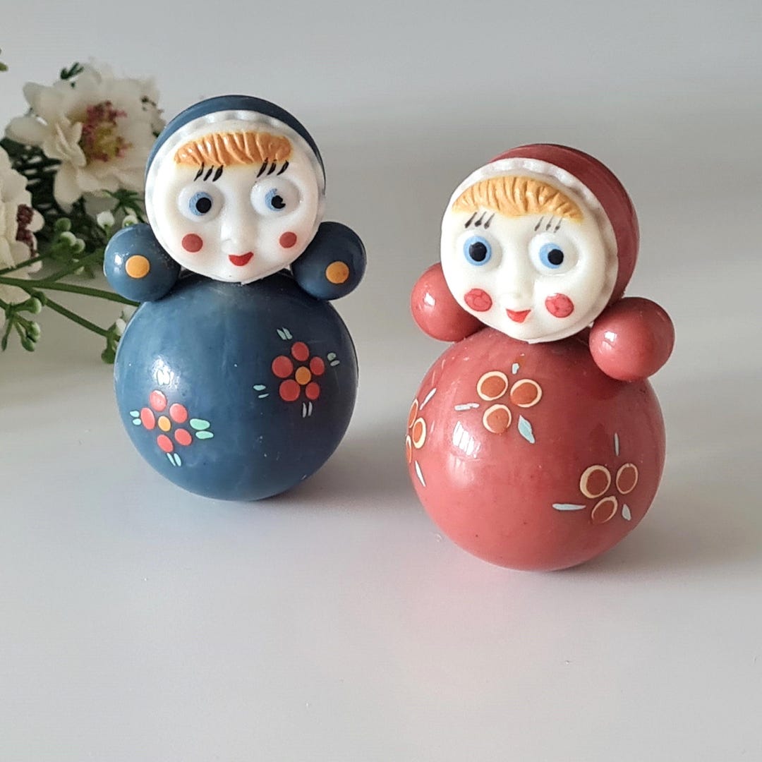 Vintage Roly Poly Dolls Blue and Red Nevalyashka USSR Nostalgic Gift ...