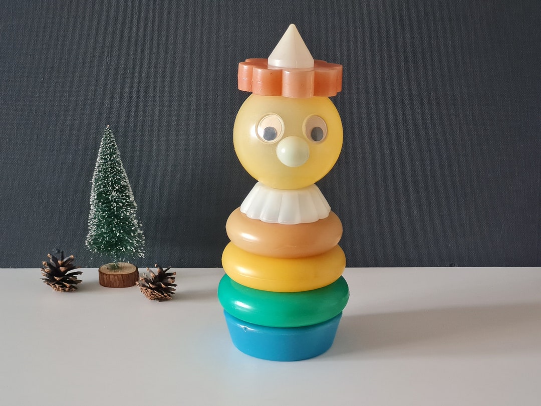 Soviet Vintage Toy Clown, Tower Rings Pyramid, USSR Plastic Toy, Puzzle ...