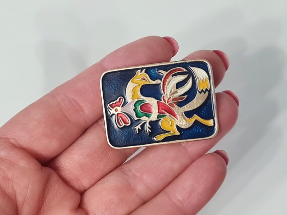 Soviet Vintage. Children's Badge, Fox and Rooster, En… - Gem