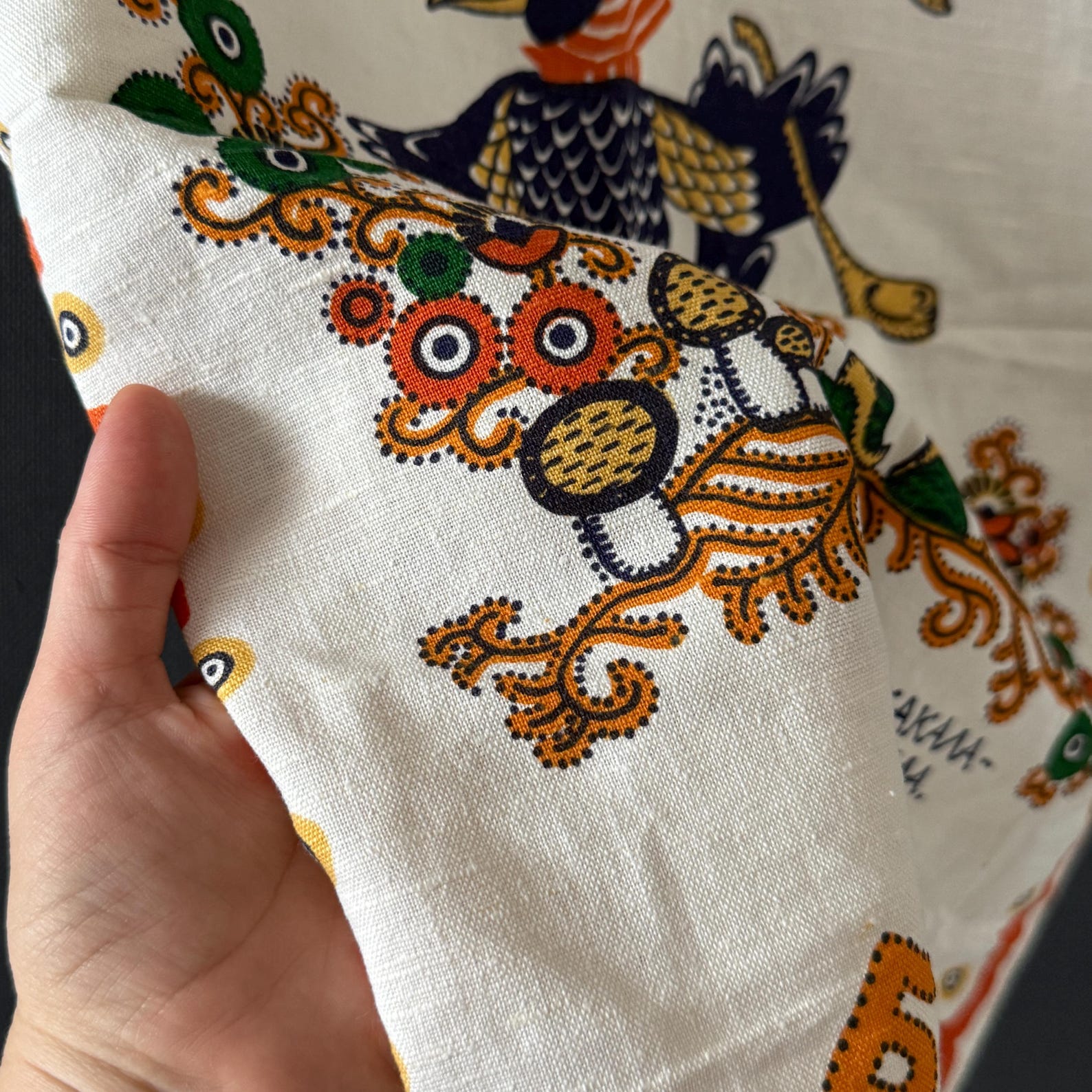 Vintage Soviet Kitchen Napkin, Towel With a Bright Picture of a Magpie ...