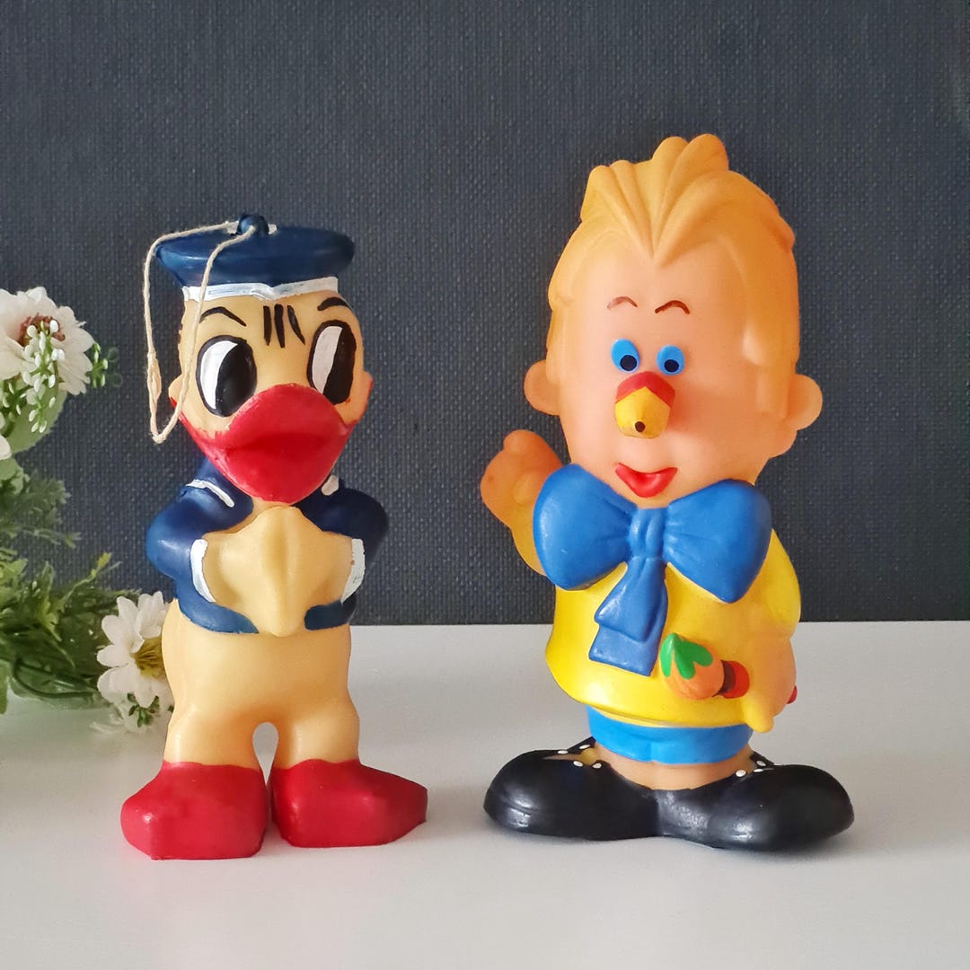 Soviet Rubber Toys, Vintage Toy USSR, Karandash, Duckling Sailor ...