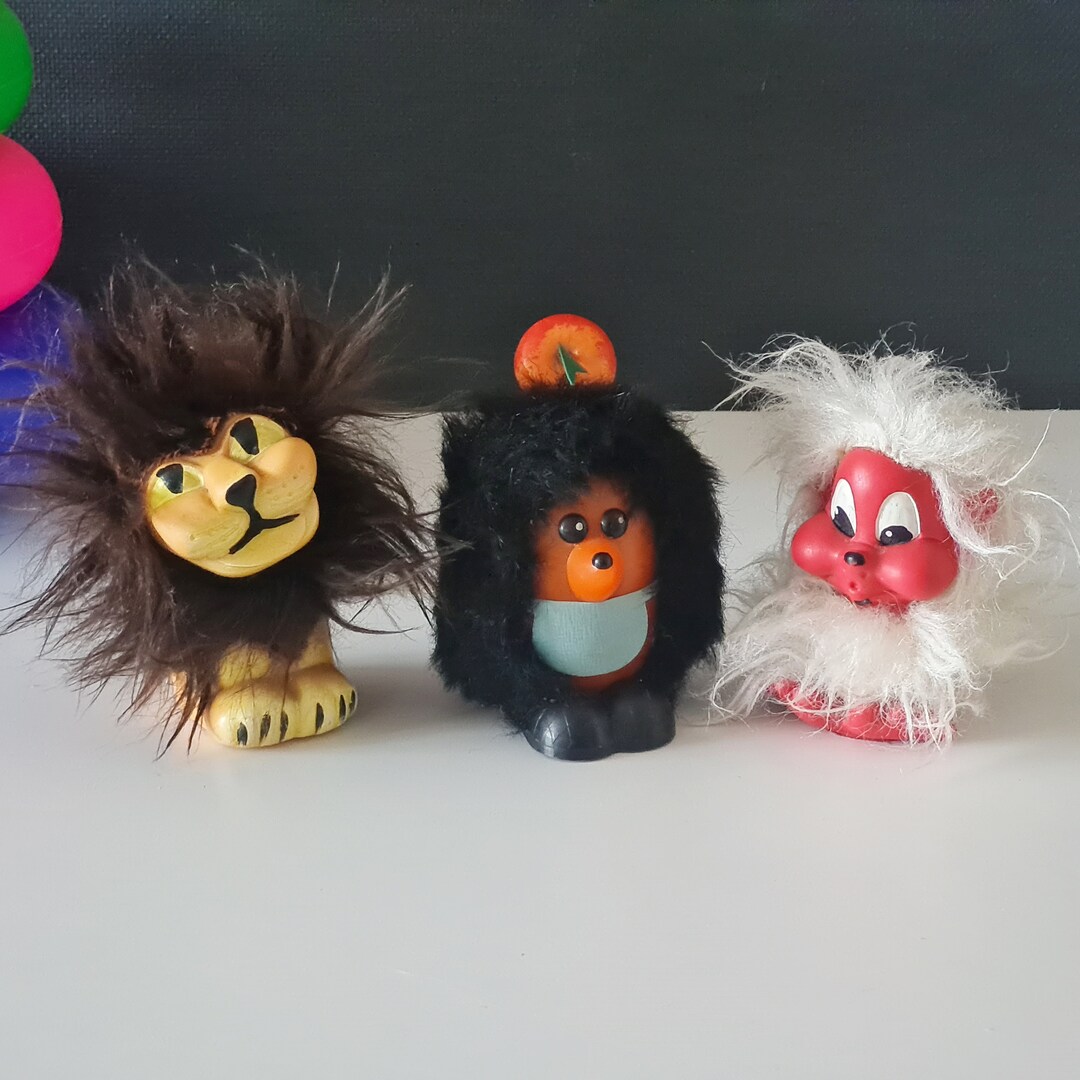 Set of 3 Vintage DDR Toys '80s. Hedgehog With Apple. Lion. Gnome ...