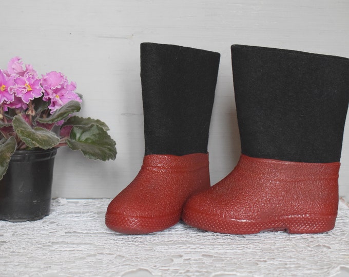 Valenki, Soviet Vintage, Kids Felt Boots With Red Galoshes, Winter ...