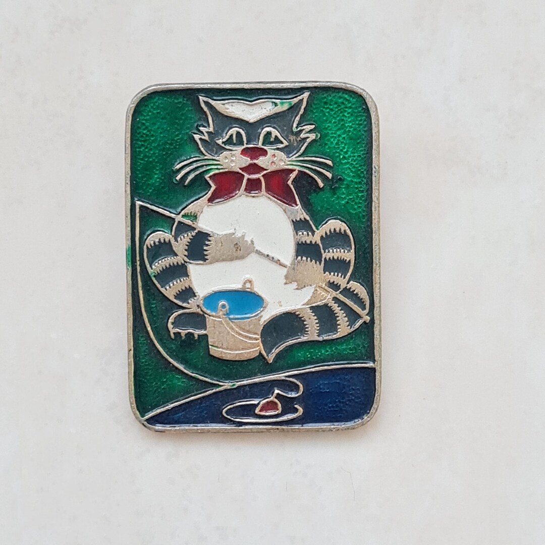 Soviet Enamel Badge, Cat, Cartoon Character, Cute Animals, Children's ...