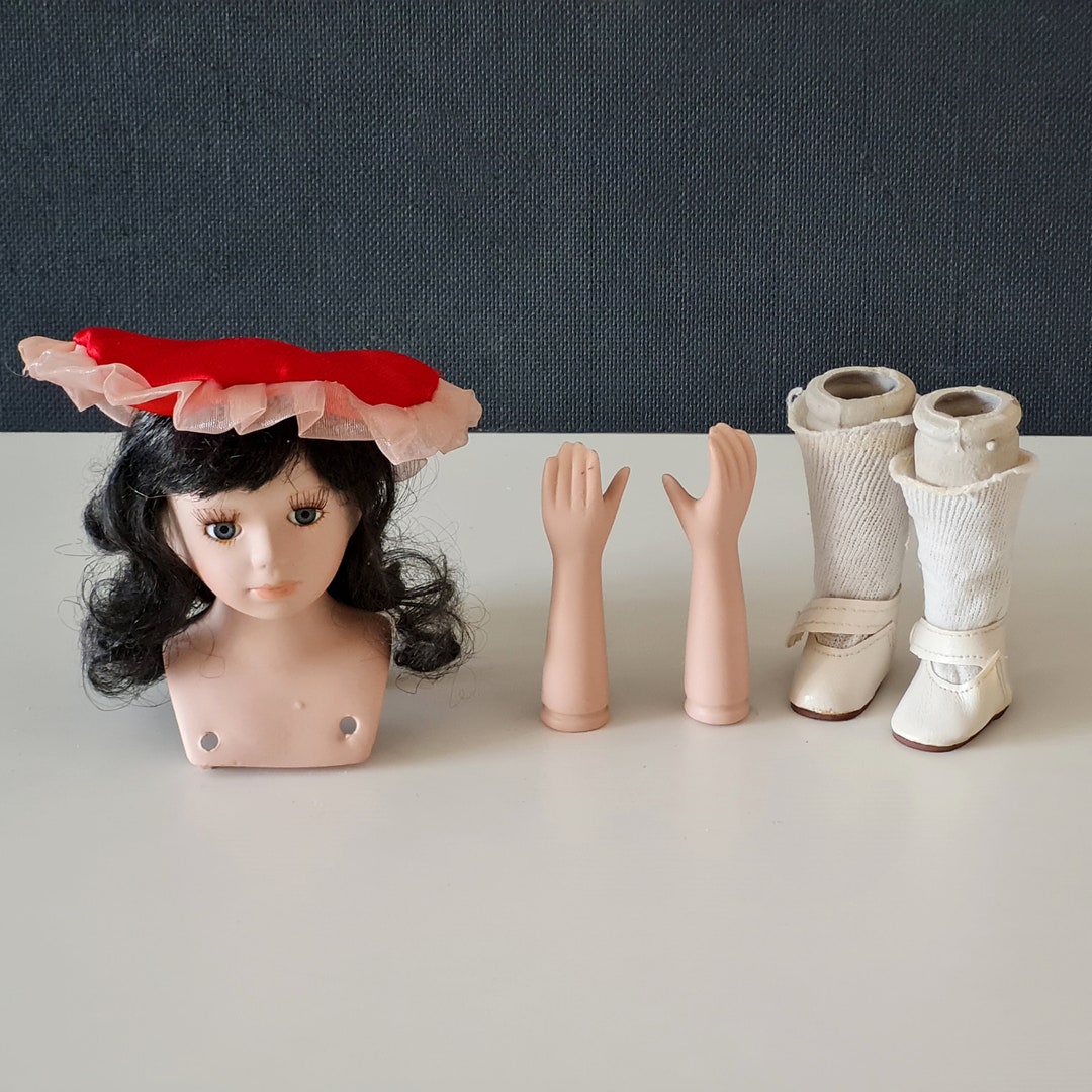 Vintage Porcelain Doll Head, Arms, Legs, Set for Making Dolls, Doll ...