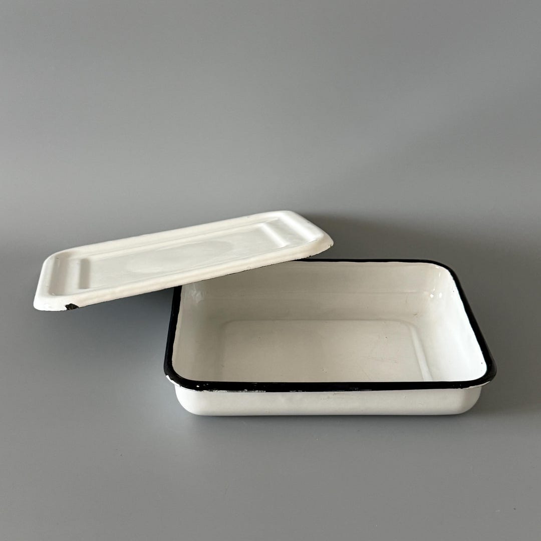 Vintage Enamel Tray, Soviet Enamelware, Refrigerator Lidded Bowl, Eco ...